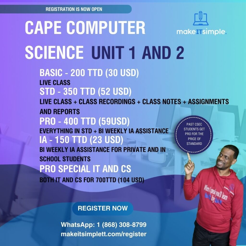 CAPE Computer Science – makeITsimpleTT Online Store